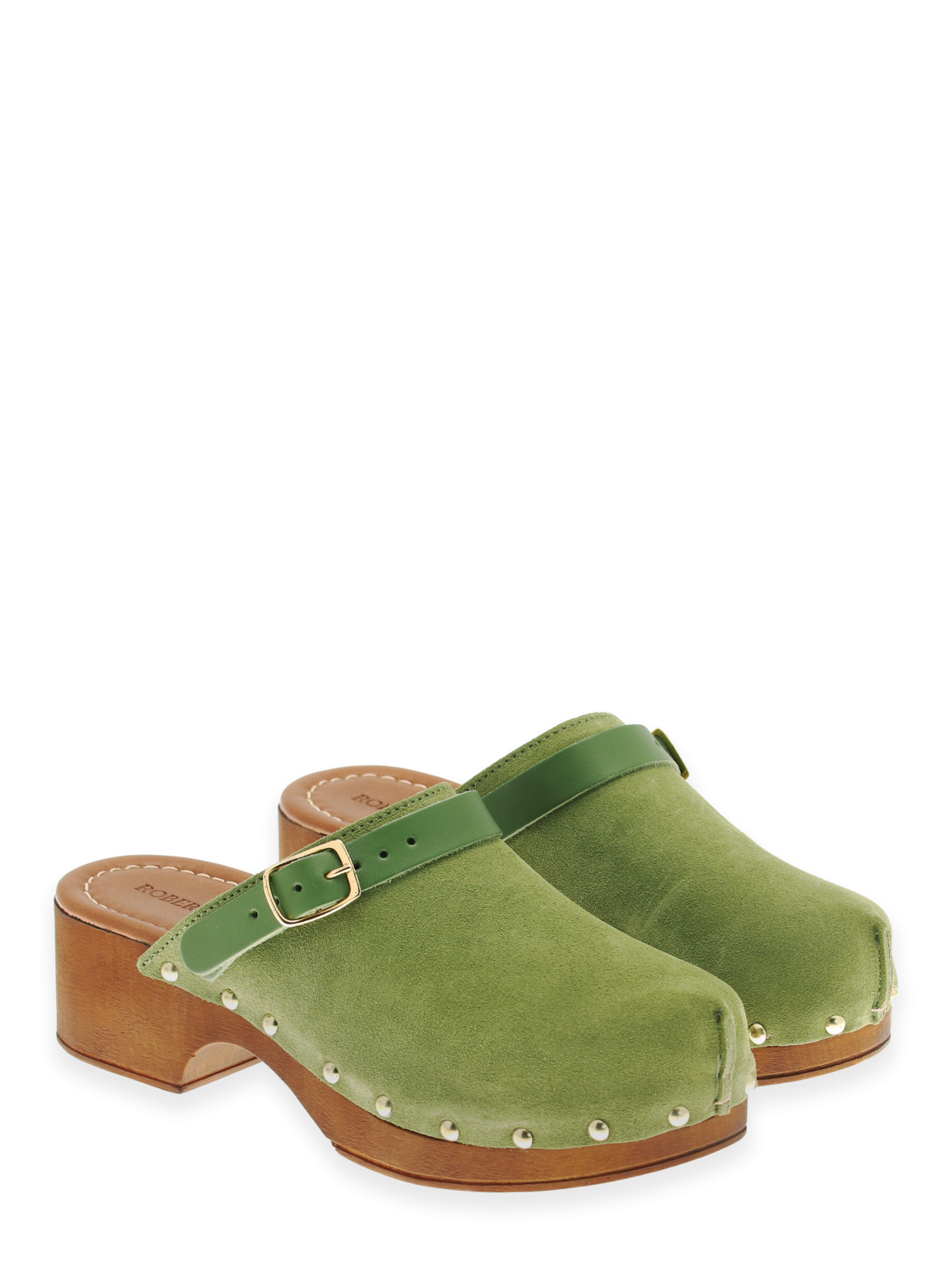 Clogs Suede Leather Green - Roberto Rosso